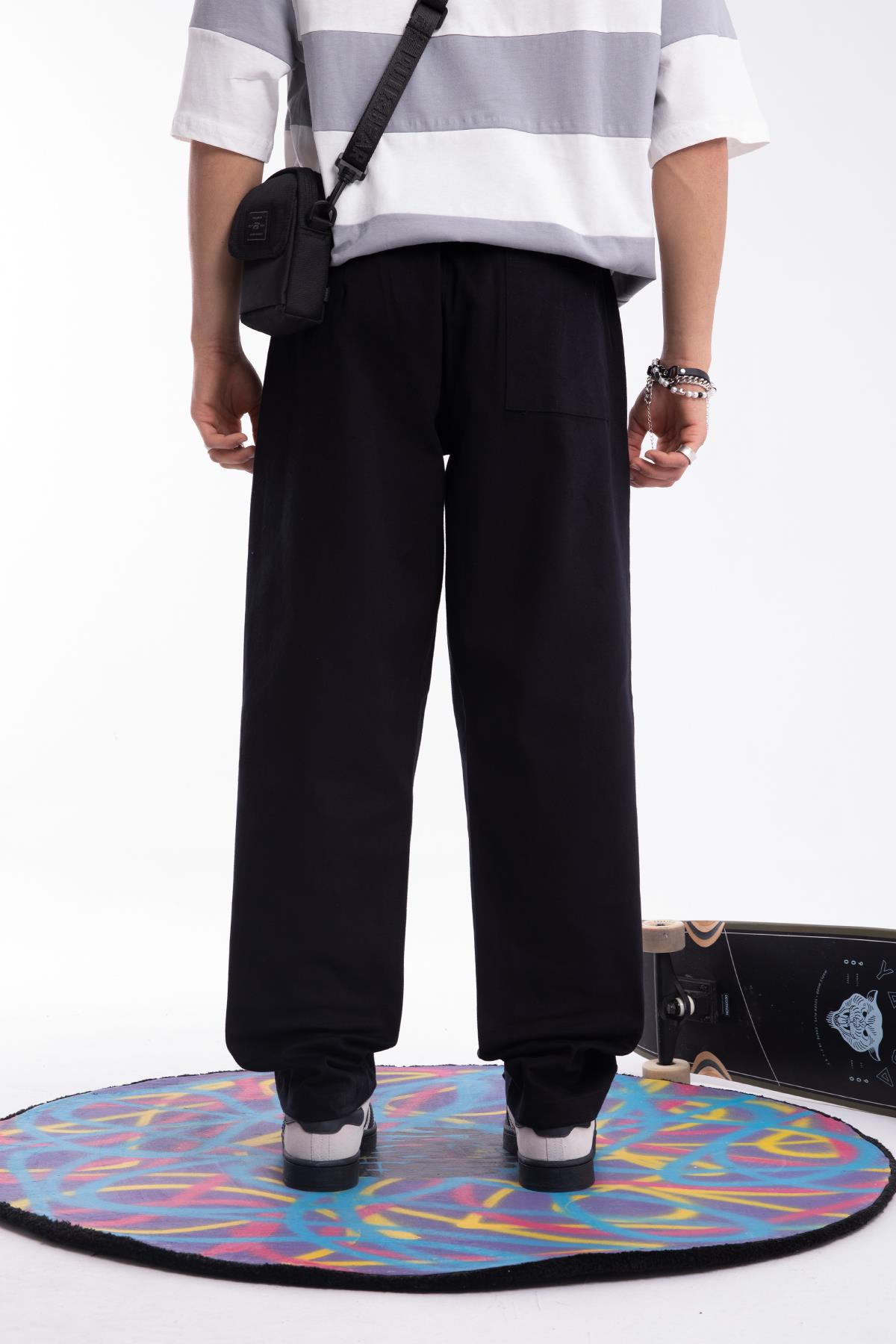 Siyah Basic Baggy Pantolon - Flaw Wear