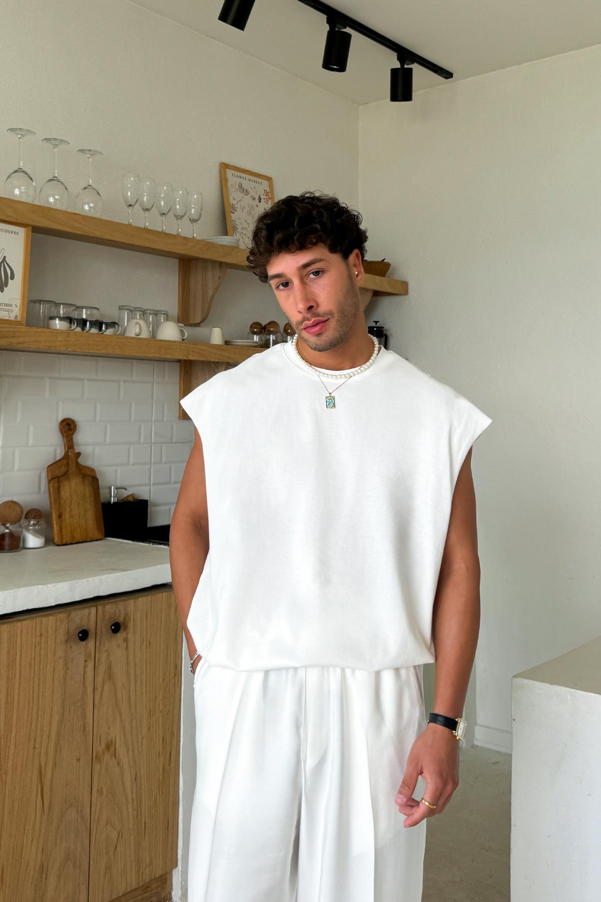 Beyaz Basic Oversize Atlet