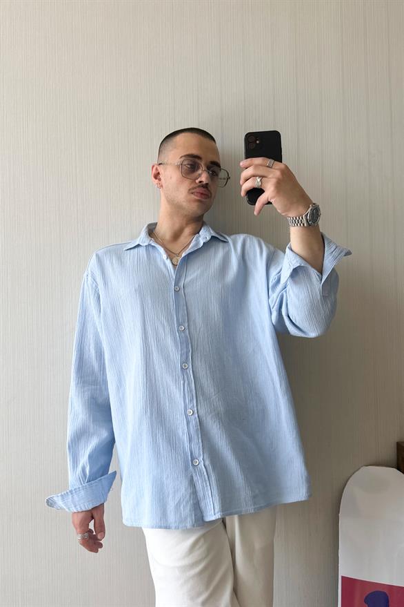 Summer Wind Açık Mavi Oversize Gömlek