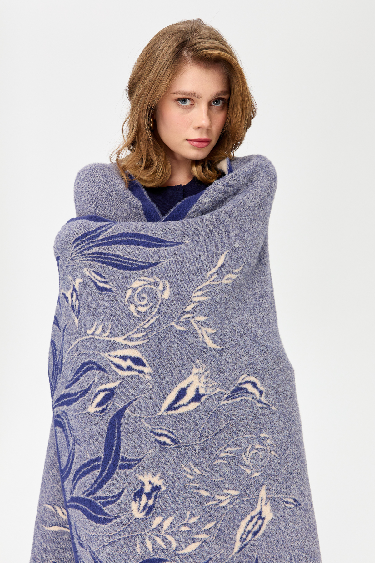 Kadın Triko Kenarı Linyum Çiçekli Afrodit Büyük Şal 06 DESEN TRİKO