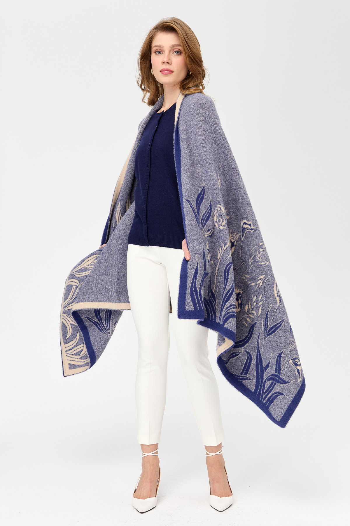 Kadın Triko Kenarı Linyum Çiçekli Afrodit Büyük Şal 06 DESEN TRİKO