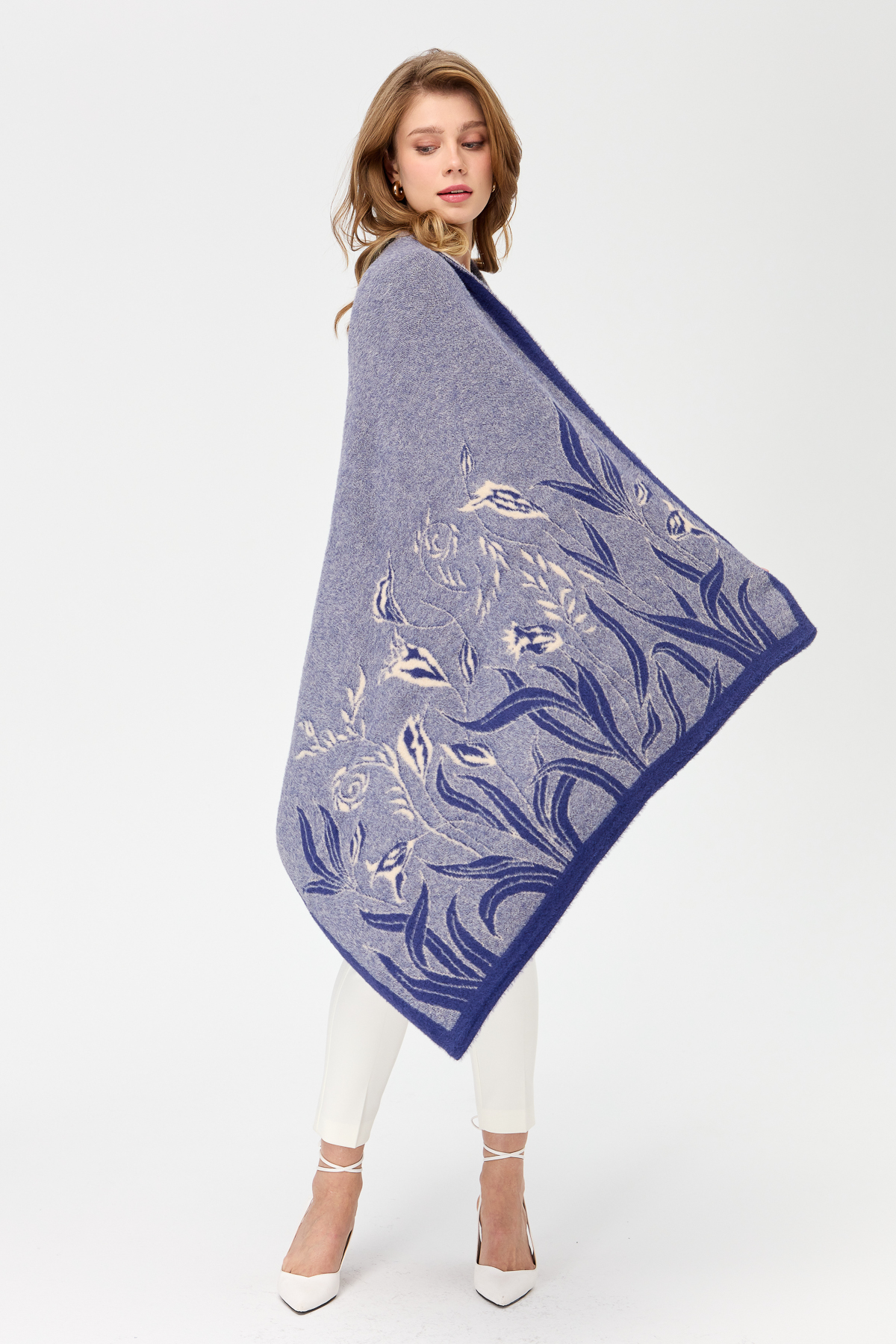 Kadın Triko Kenarı Linyum Çiçekli Afrodit Büyük Şal 06 DESEN TRİKO