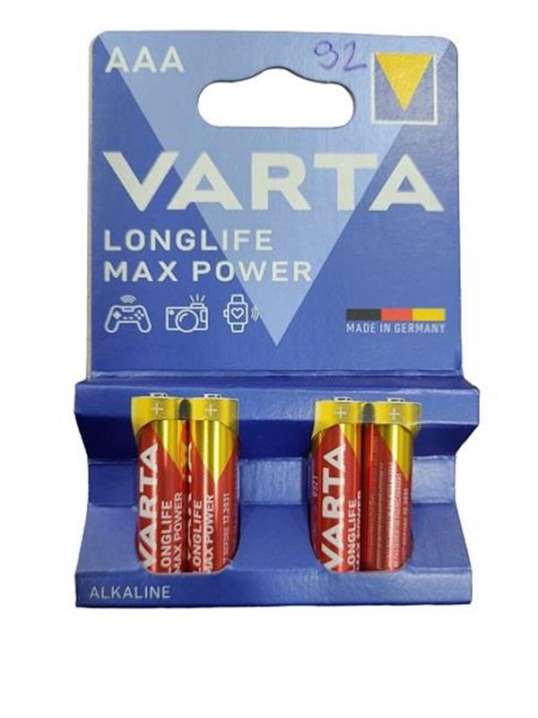 Varta Longlife Max Power Alkalin Pil İnce Pil AAA Varta Longlife Max Power Alkalin Pil İnce Pil AAA