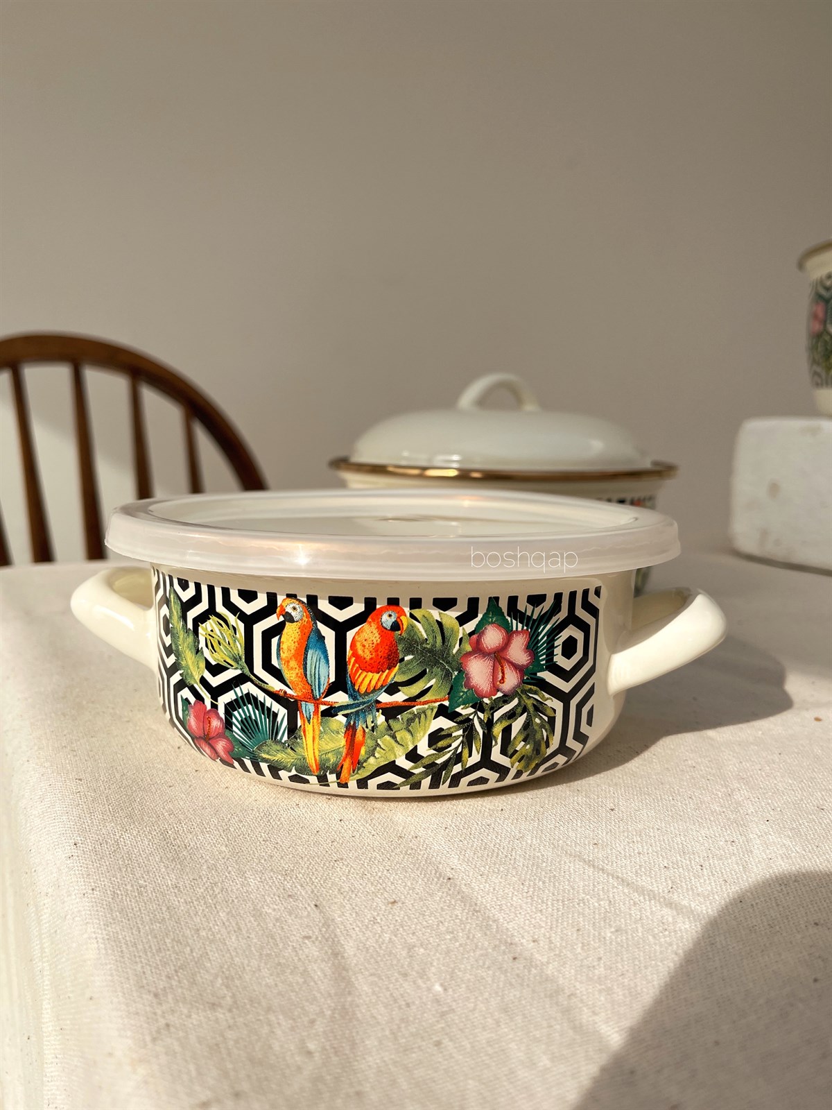 Parrot Emaye 3'lü Pişirme ve Saklama Tencere Seti