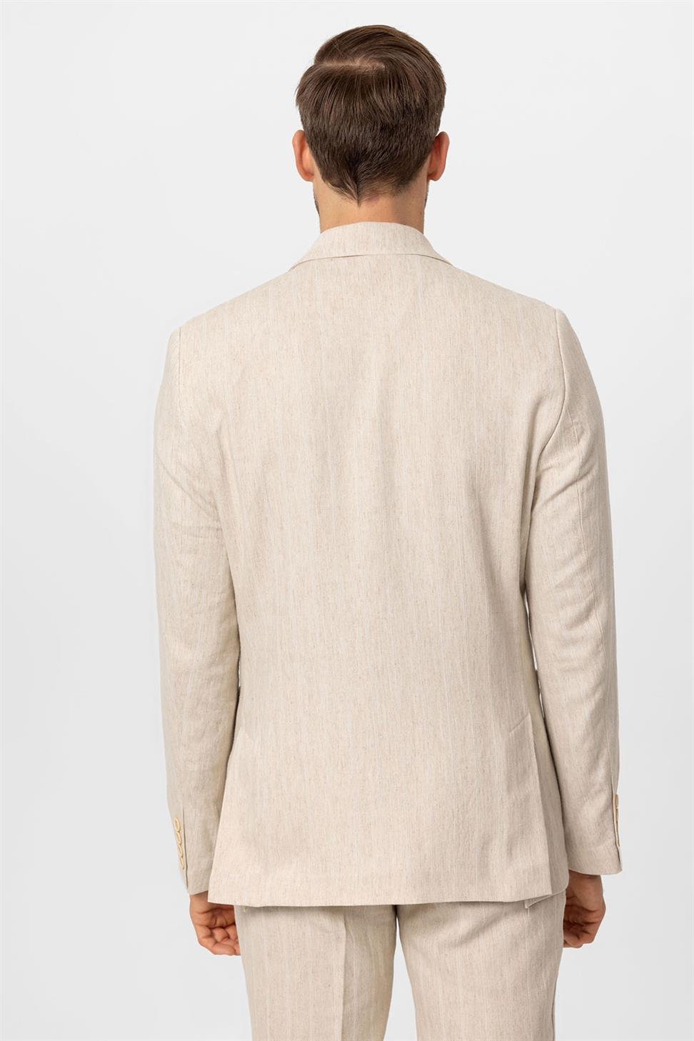 Antioch Ekru-Beyaz Keten Karışımlı Kruvaze Kapama Erkek Blazer Ceket Antioch Ekru-Beyaz Keten Karışımlı Kruvaze Kapama Erkek Blazer Ceket
