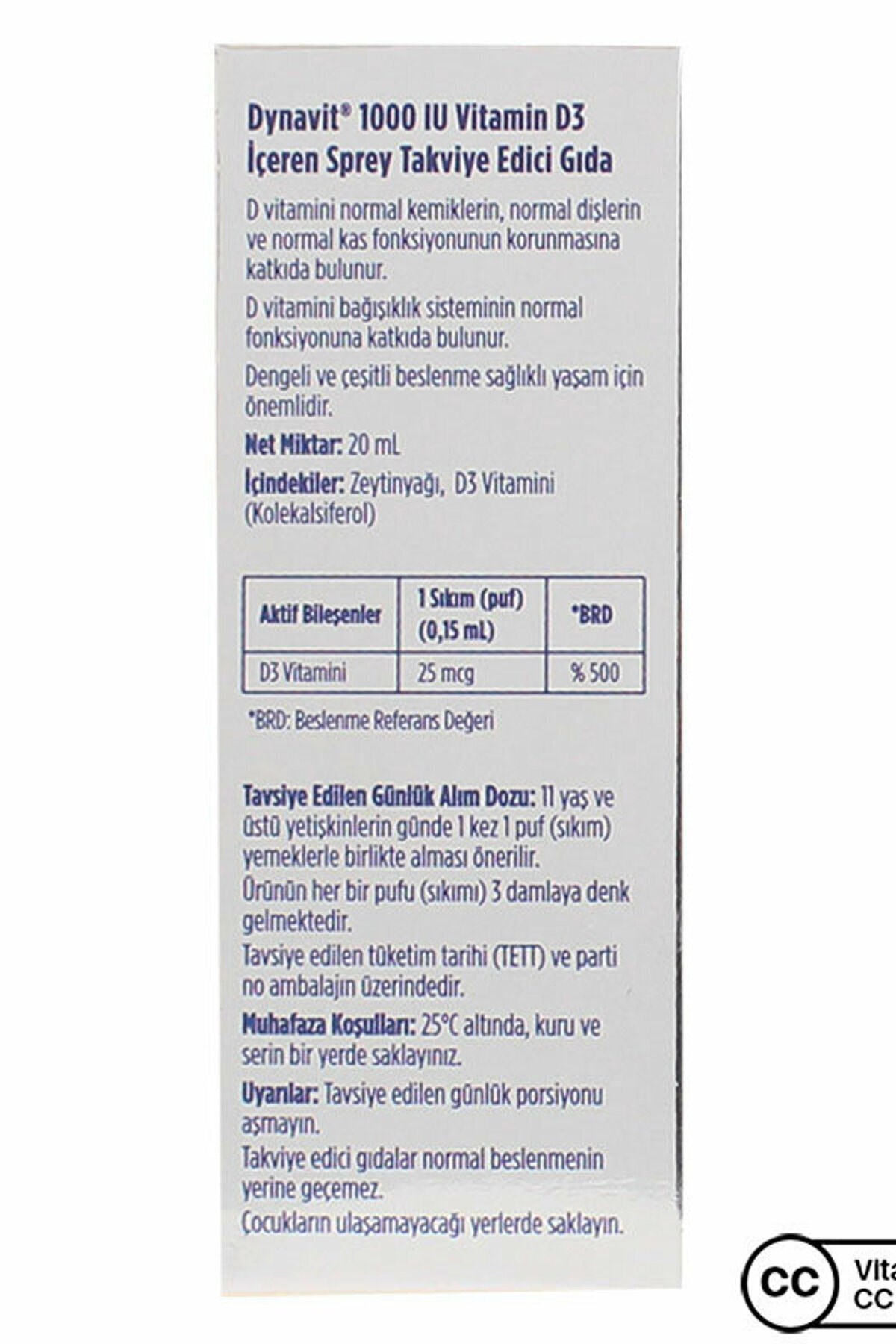 Dynavit Vitamin D3 1000 IU 20 Ml