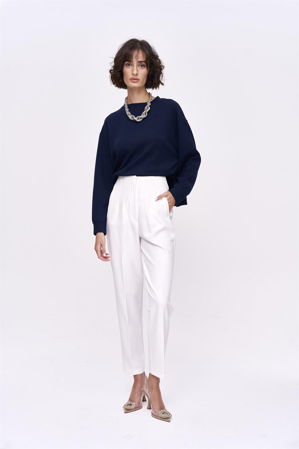 Bisiklet Yaka Basic Lacivert Kadın Sweatshirt | Tuba Butik Bisiklet Yaka Basic Lacivert Kadın Sweatshirt | Tuba Butik