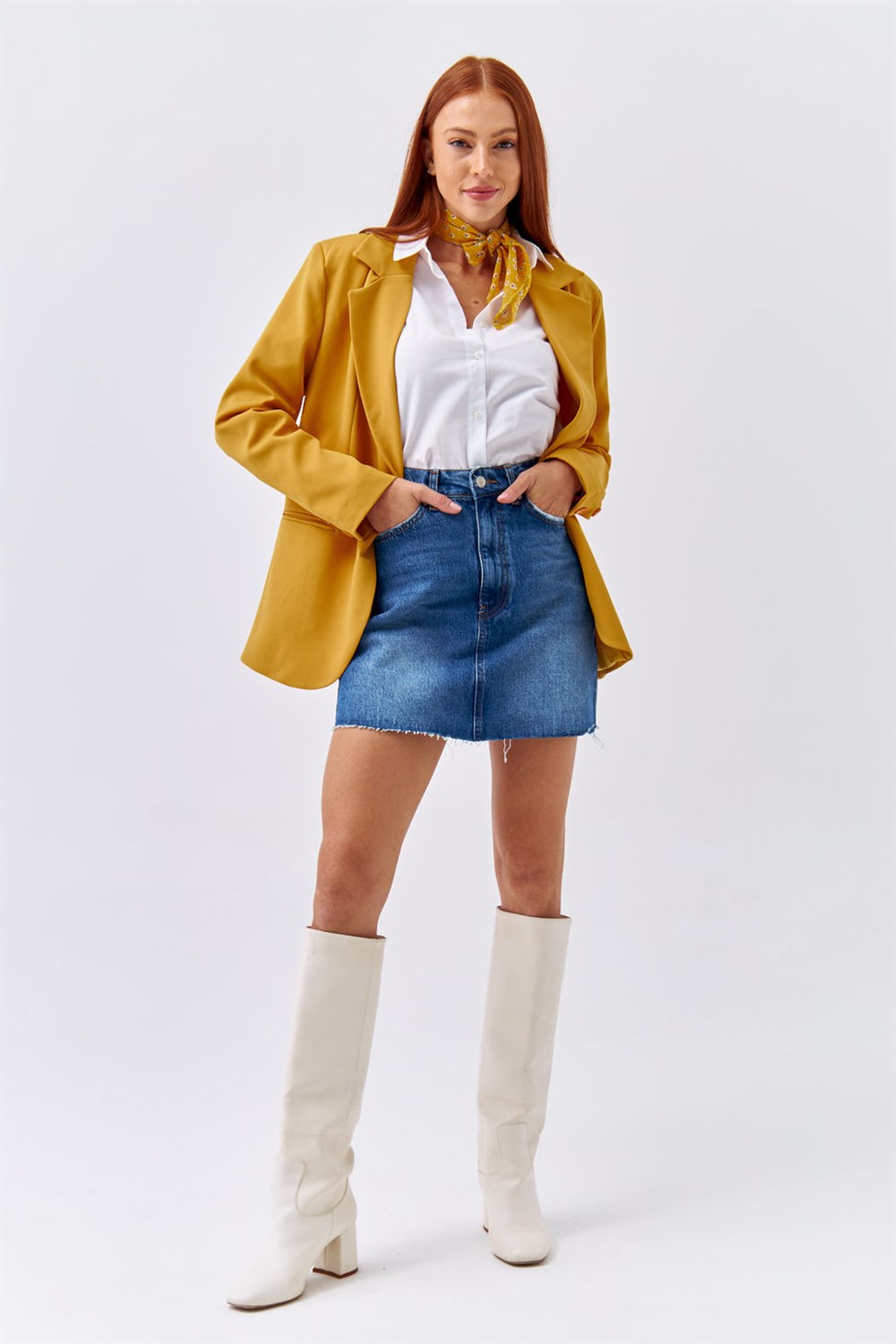 Casual Mini Mavi Kot Etek | Tuba Butik