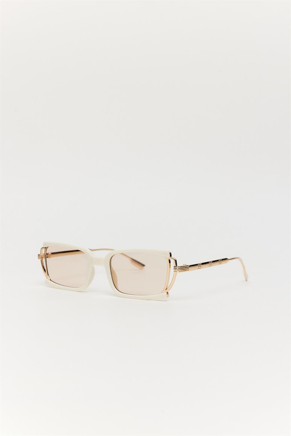 Angel Eyes Rectangle Cream Sunglasses