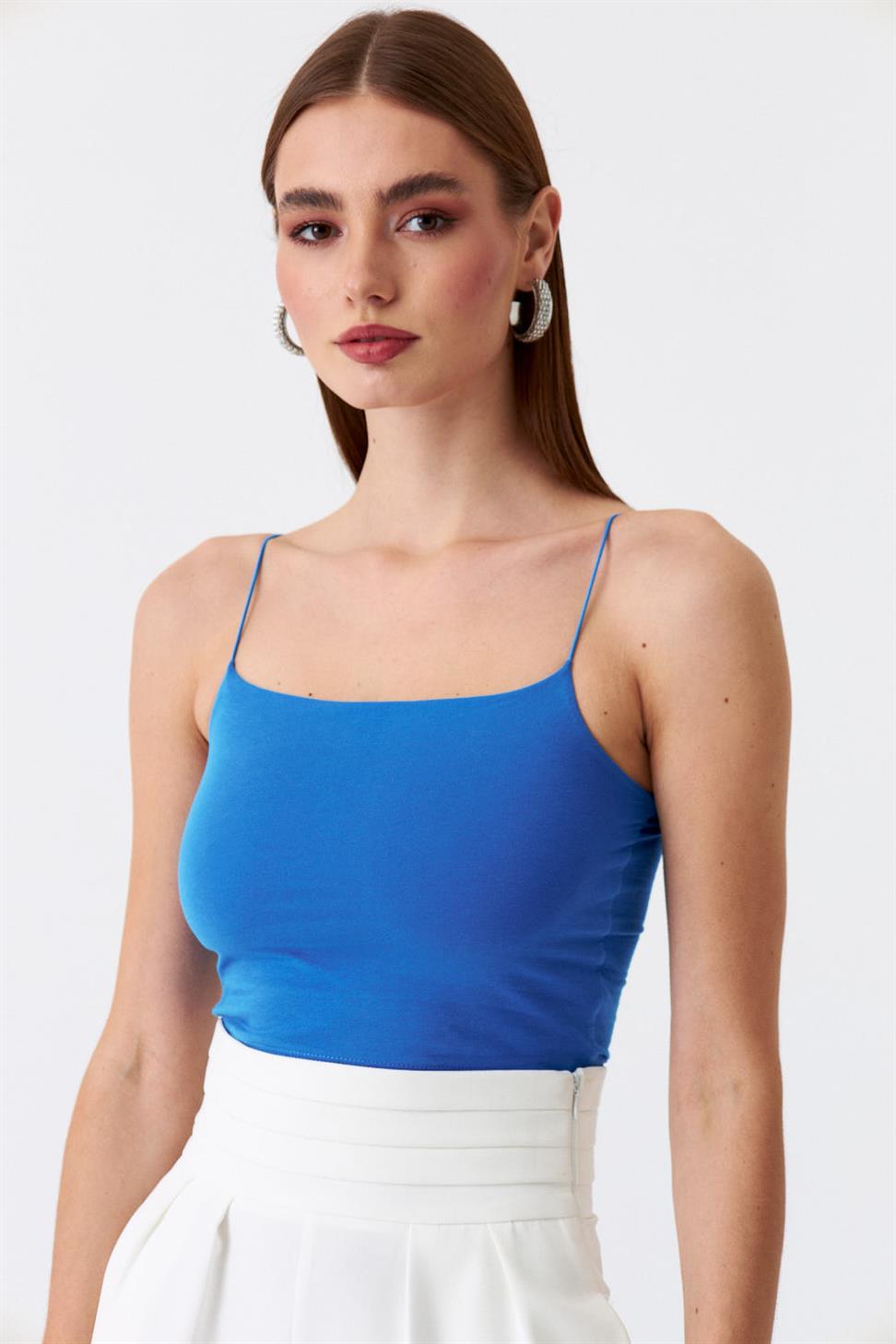 Blue Crop Top with Rope Strap