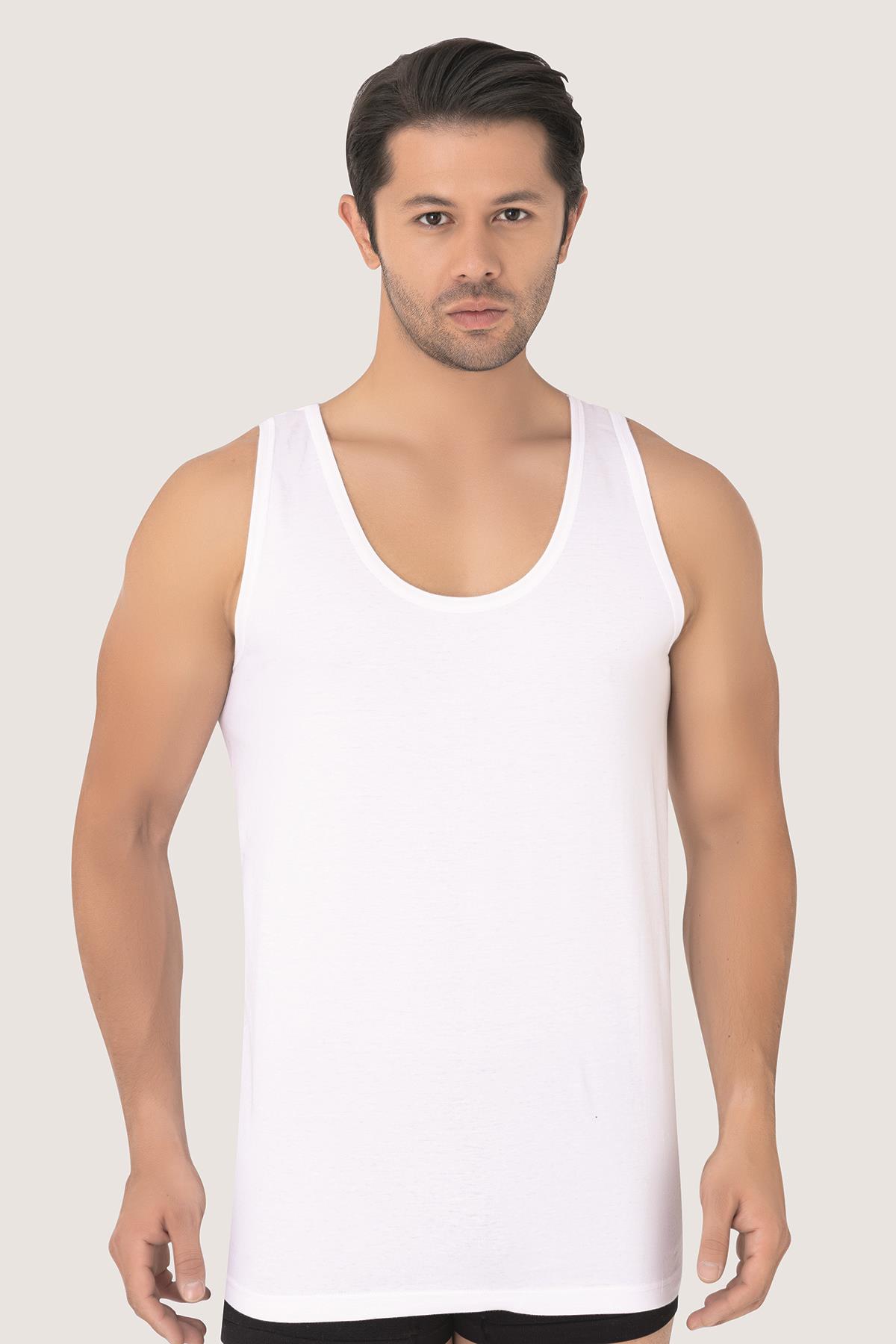 Erkek Beyaz Atlet 6'lı Paket %100 Pamuk Penye Rahat ve Normal Kesim İç ...