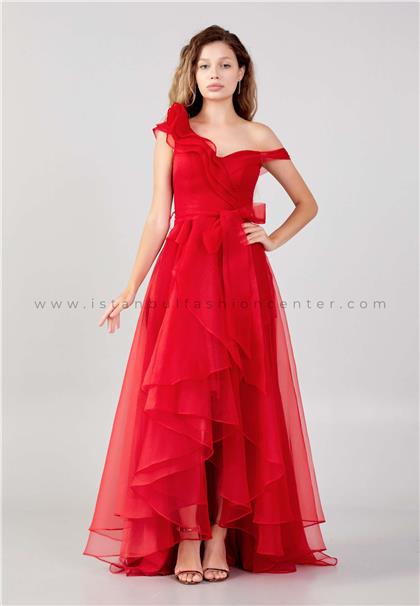BELLAMARE FASHION Sleeveless Maxi Tulle Column Regular Red Prom Dress ...