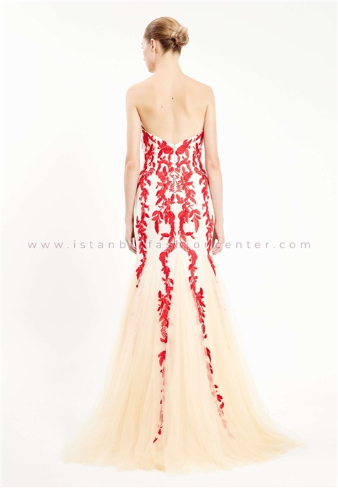 Hallmark Strapless Maxi Tulle Fit And Flare Regular Red Prom Dress Ern294kır