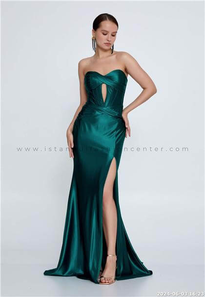 HOT CONTACT Strapless Maxi Satin Mermaid Regular Green Wedding Guest ...