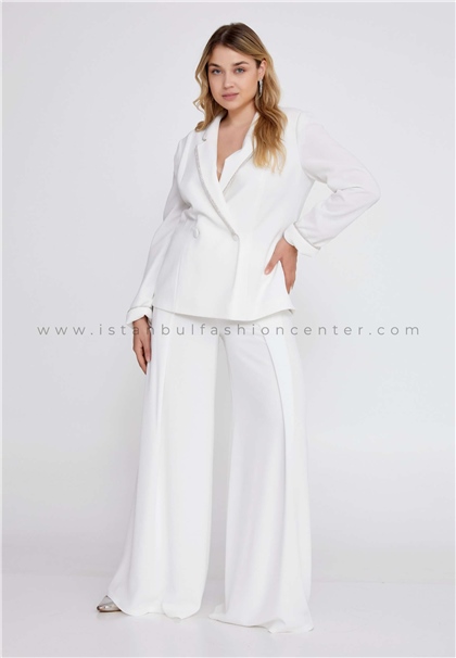 Join Me Long Sleeve Plus Size White Suit Jnm22 219 Bkem