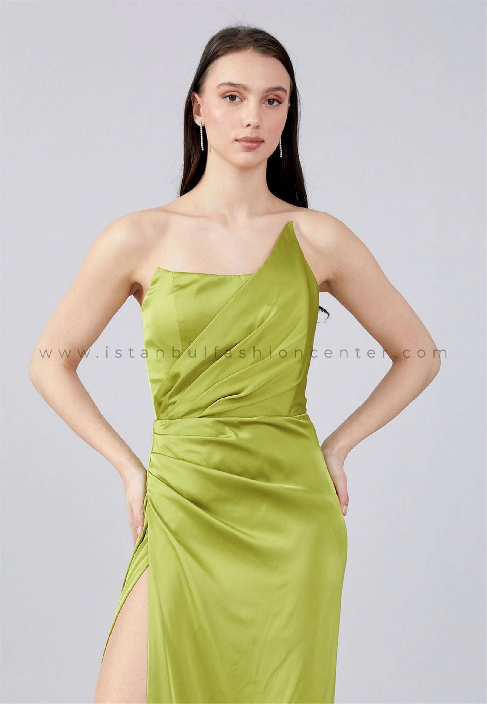 Hallmark Strapless Maxi Satin Mermaid Regular Green Evening Dress