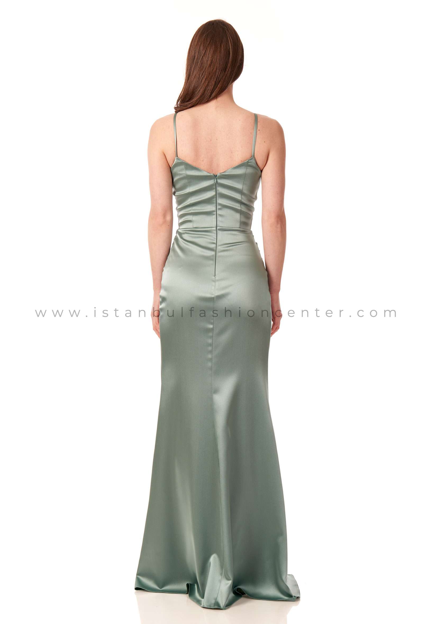 HOT CONTACT Sleeveless Maxi Satin Mermaid Regular Green Evening Dress ...
