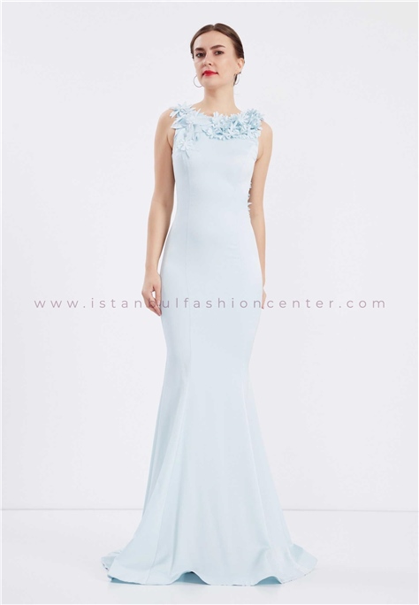 Hallmark Sleeveless Maxi Crepe Mermaid Regular Blue Evening Dress