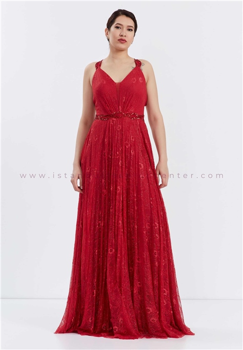 HALLMARK Sleeveless Maxi Lace A - Line Regular Red Wedding Guest Dress ...