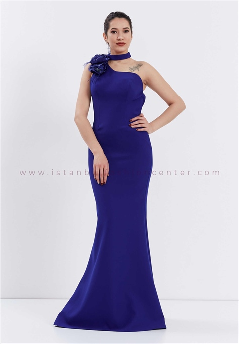 Hallmark Strapless Maxi Crepe Mermaid Regular Blue Evening Dress Pau3961sak