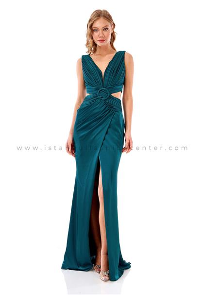 HOT CONTACT Sleeveless Maxi Satin Mermaid Regular Green Wedding Guest ...
