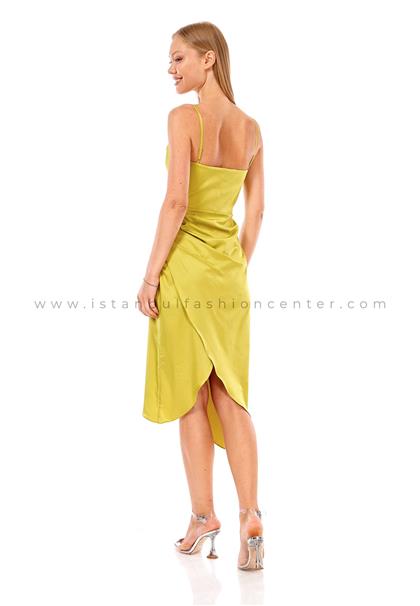 HOT CONTACT Sleeveless Midi Satin Column Regular Green Evening Dress ...