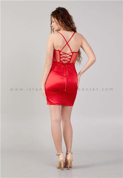 HOT CONTACT Sleeveless Mini Satin Bodycon Regular Red Cocktail Dress ...