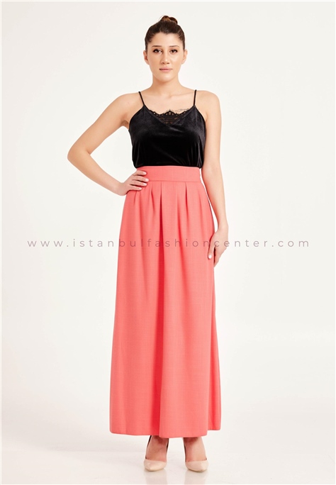 REVARO Maxi Solid Color Regular Red Skirt Rev3378krd