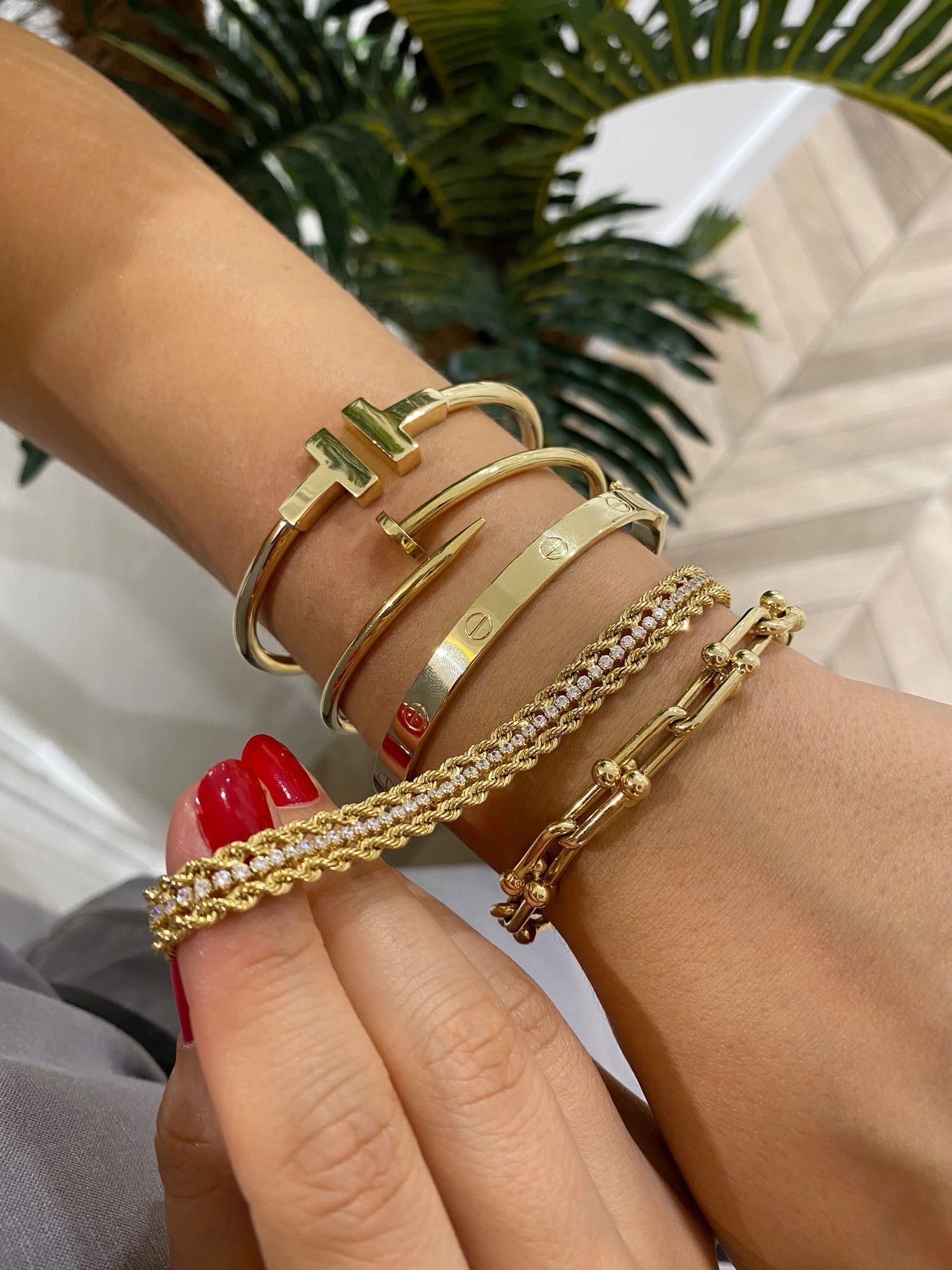 Kadın 14 K Altın Suyolu İkili Burma Bileklik- Best My Silver