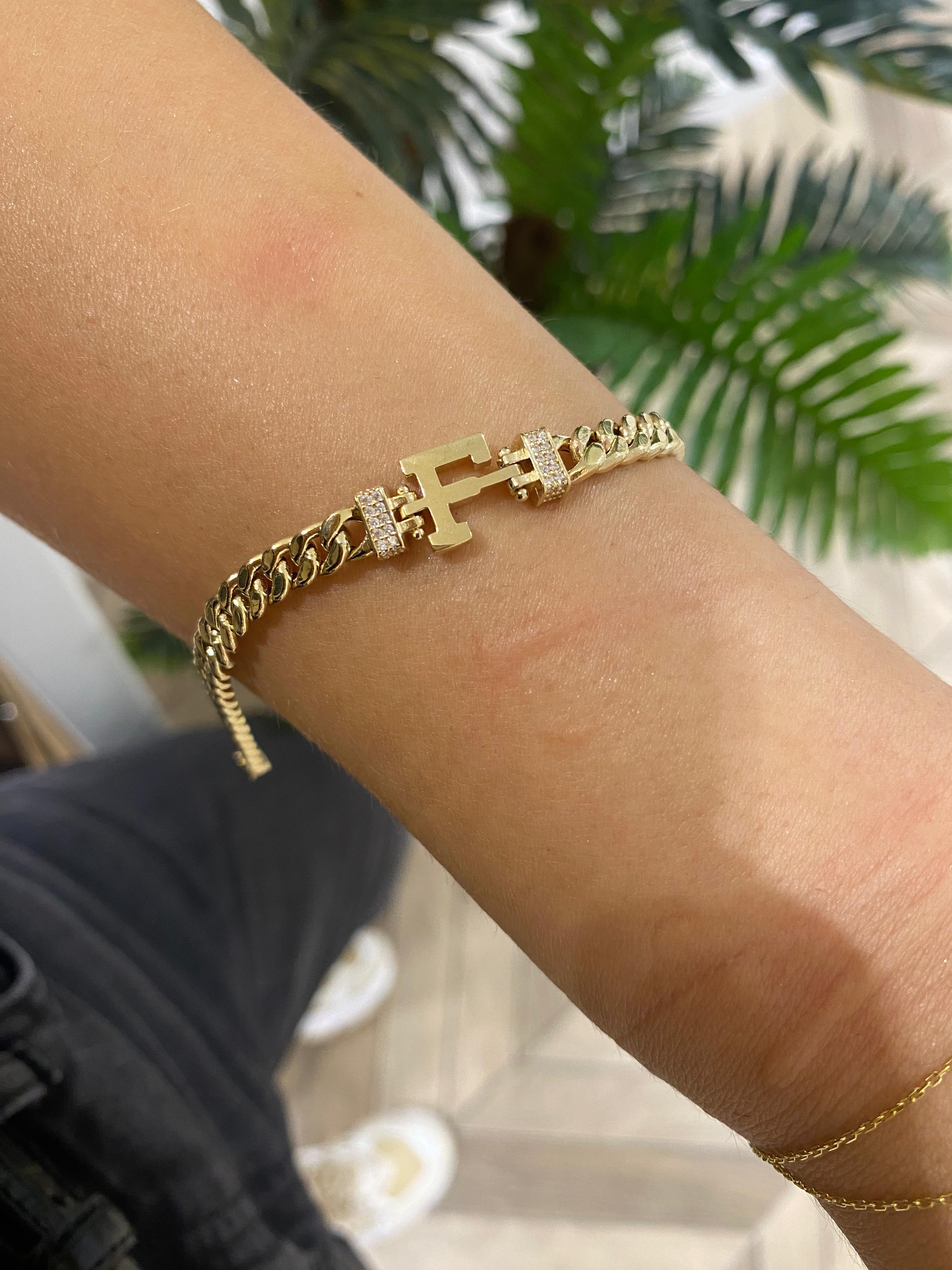 Kadın 14 K Altın Harf Bileklik - Best My Silver