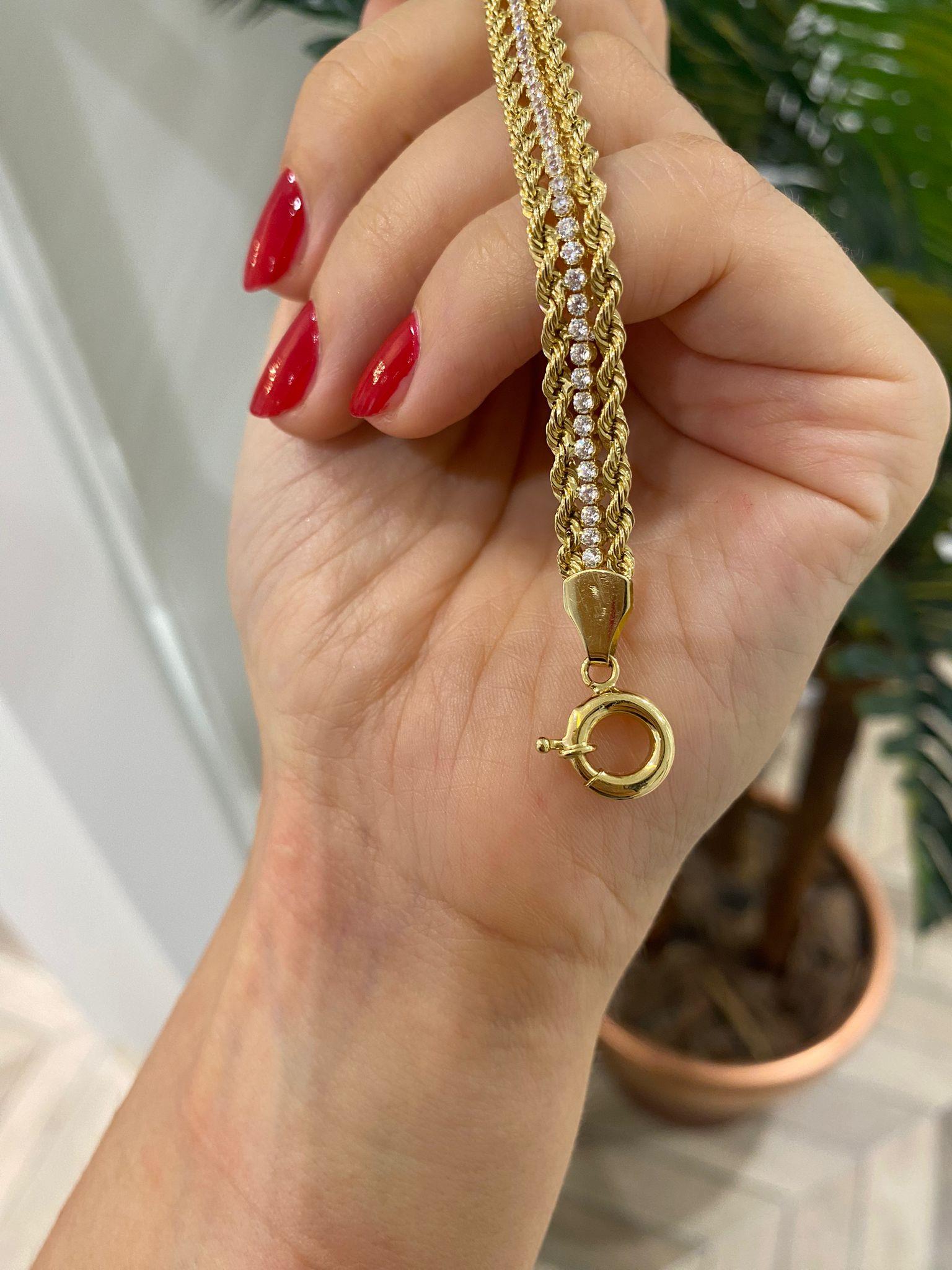 Kadın 14 K Altın Suyolu İkili Burma Bileklik- Best My Silver