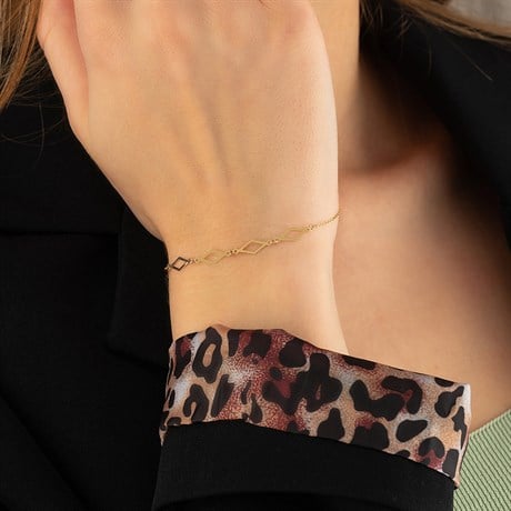 14 Ayar Altın Beşli Modern ve Şık Bakla Bileklik