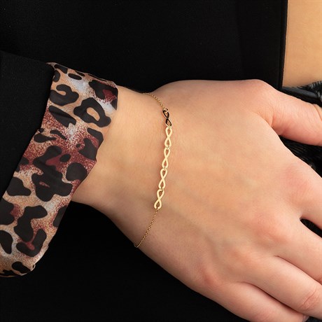 14 Ayar Altın Beşli Modern ve Şık Sonsuzluk Bileklik