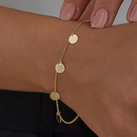 14 Ayar Altın Beşli Pul Bileklik