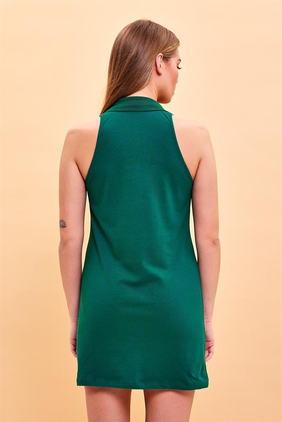 Kadın Amanda Orman Polo Yakalı Pike Elbise