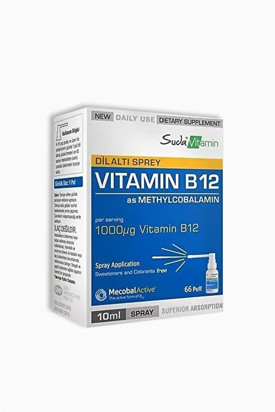 Suda Vitamin Vitamin B12 Dil Altı Spreyi 10 ml Fiyatı | Farmakozmetika