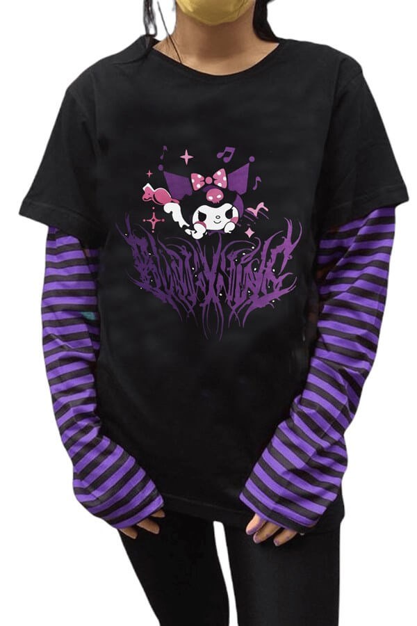 Anime Kuromi Siyah Unisex Oversize Uzun Kollu Tshirt | T-SHİRT Anime Kuromi Siyah Unisex Oversize Uzun Kollu Tshirt | T-SHİRT