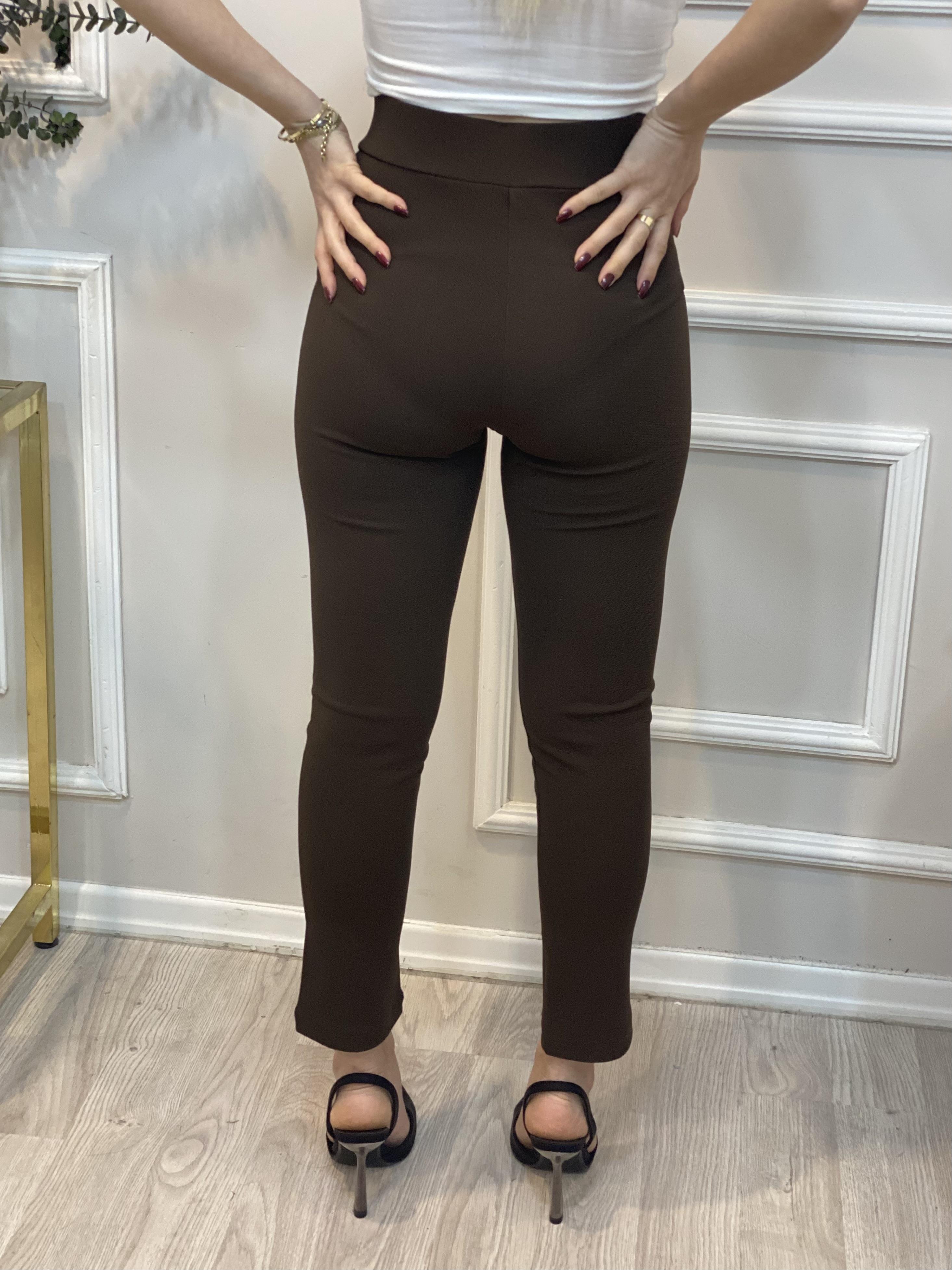 Kahve Yüksek Bel Kemerli Dar Paça Kumaş Pantolon - Nişantaşı Butiks Kahve Yüksek Bel Kemerli Dar Paça Kumaş Pantolon - Nişantaşı Butiks