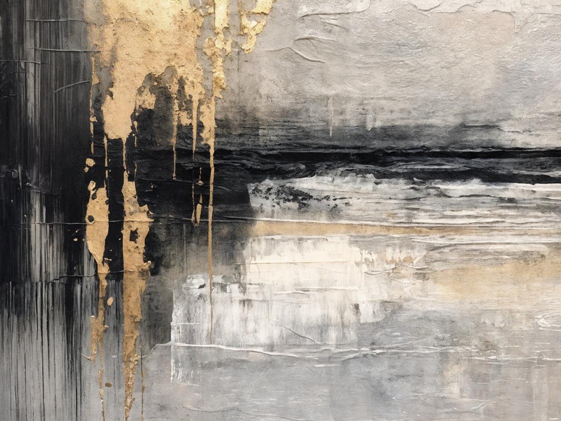 Dripping Gold Yağlı Boya Dokulu Tablo