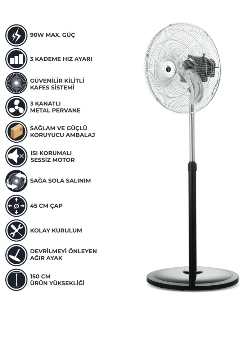 Troya Tr524 Sanayi Tipi Vantilatör 18''