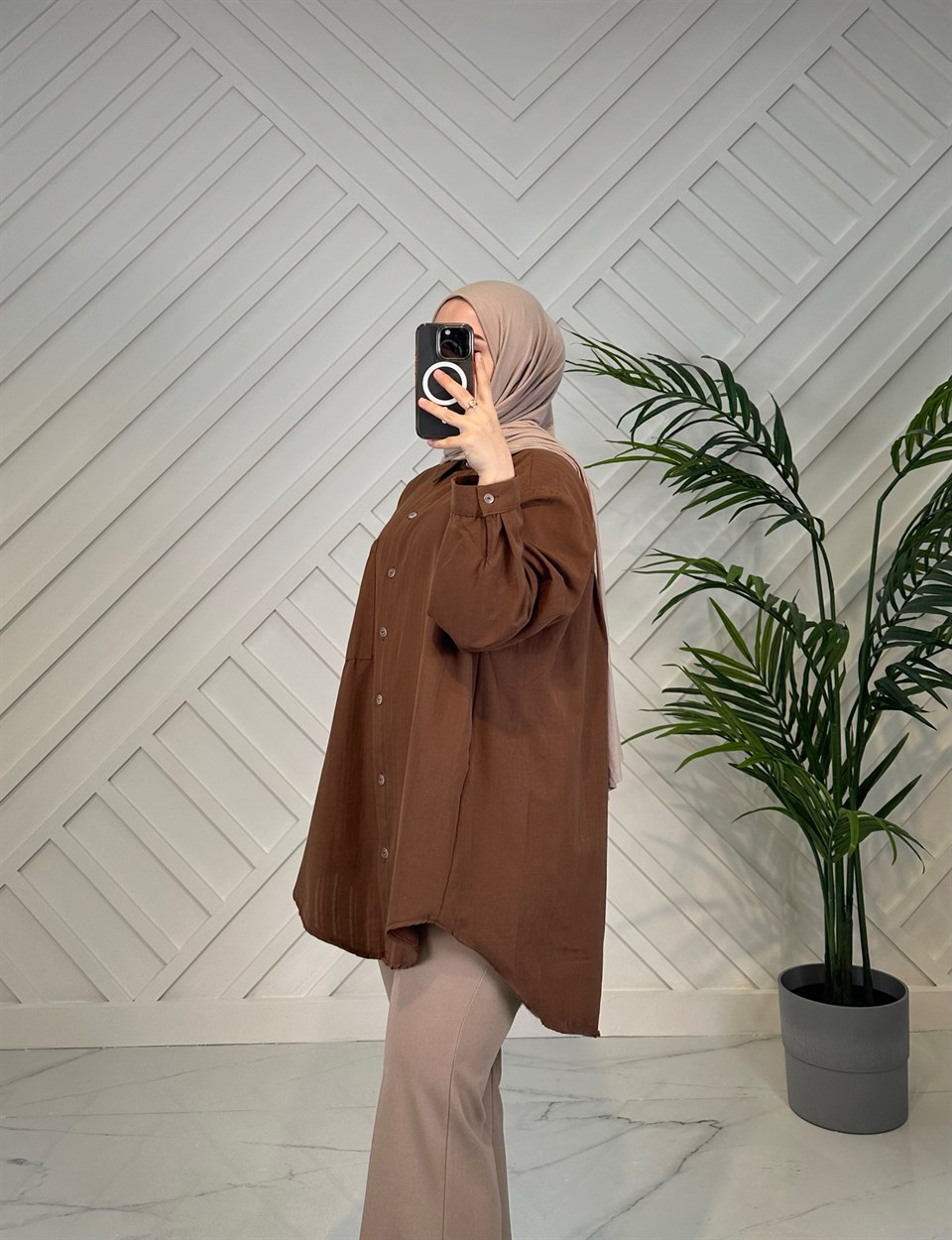 334 B1 sdandart beden cepli tunik acı-kahve