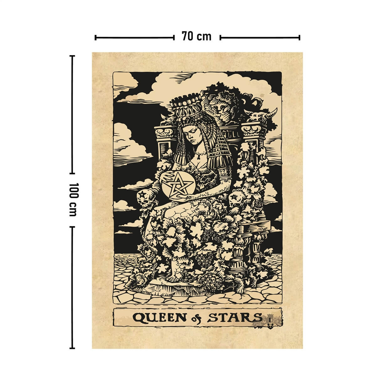 Vagonik Tarot Kartı Queen of Stars Duvar Örtüsü Halısı 140x100 Cm-70x100 Cm, İndirim Kampanya