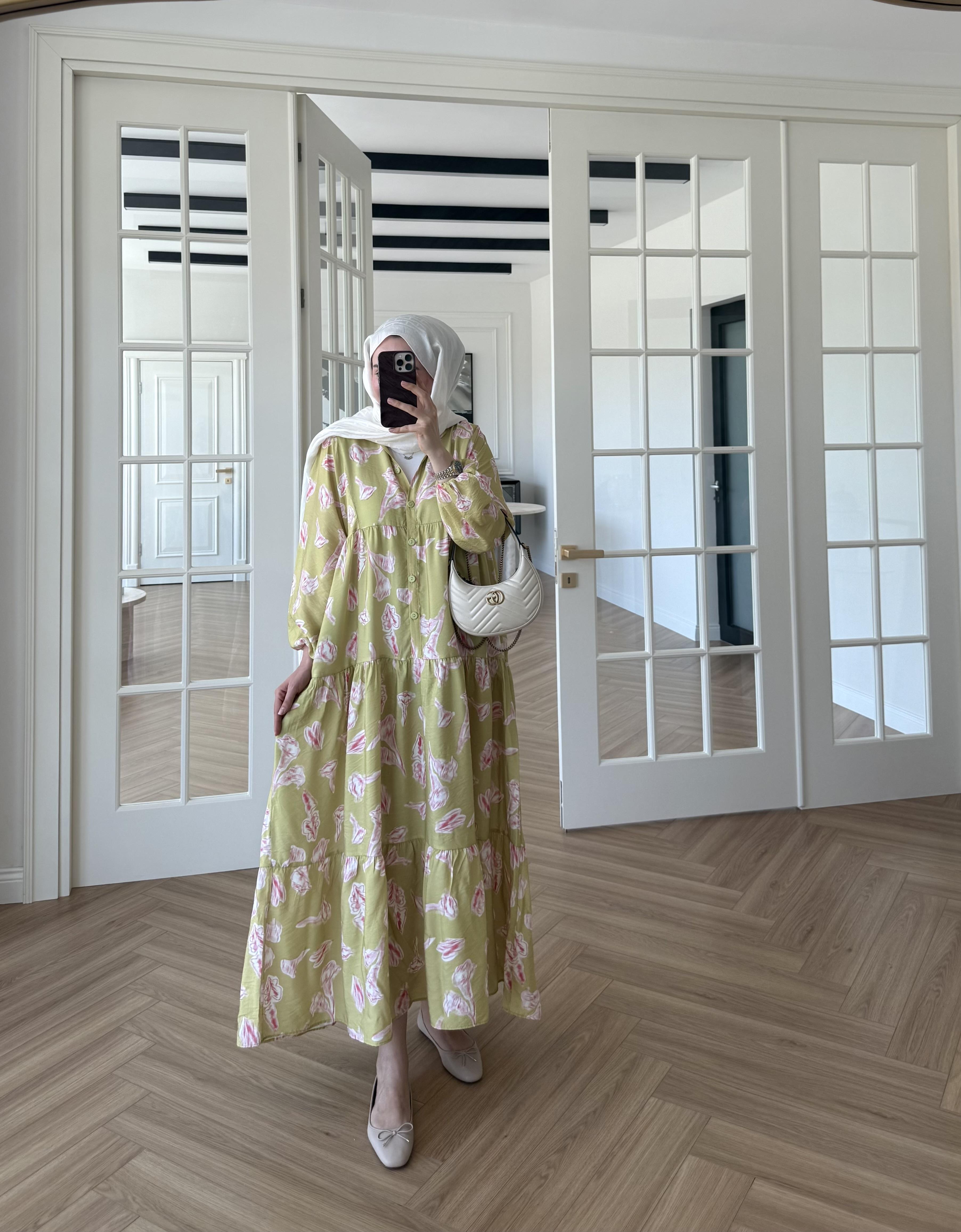 Mina Mango Elbise Lime