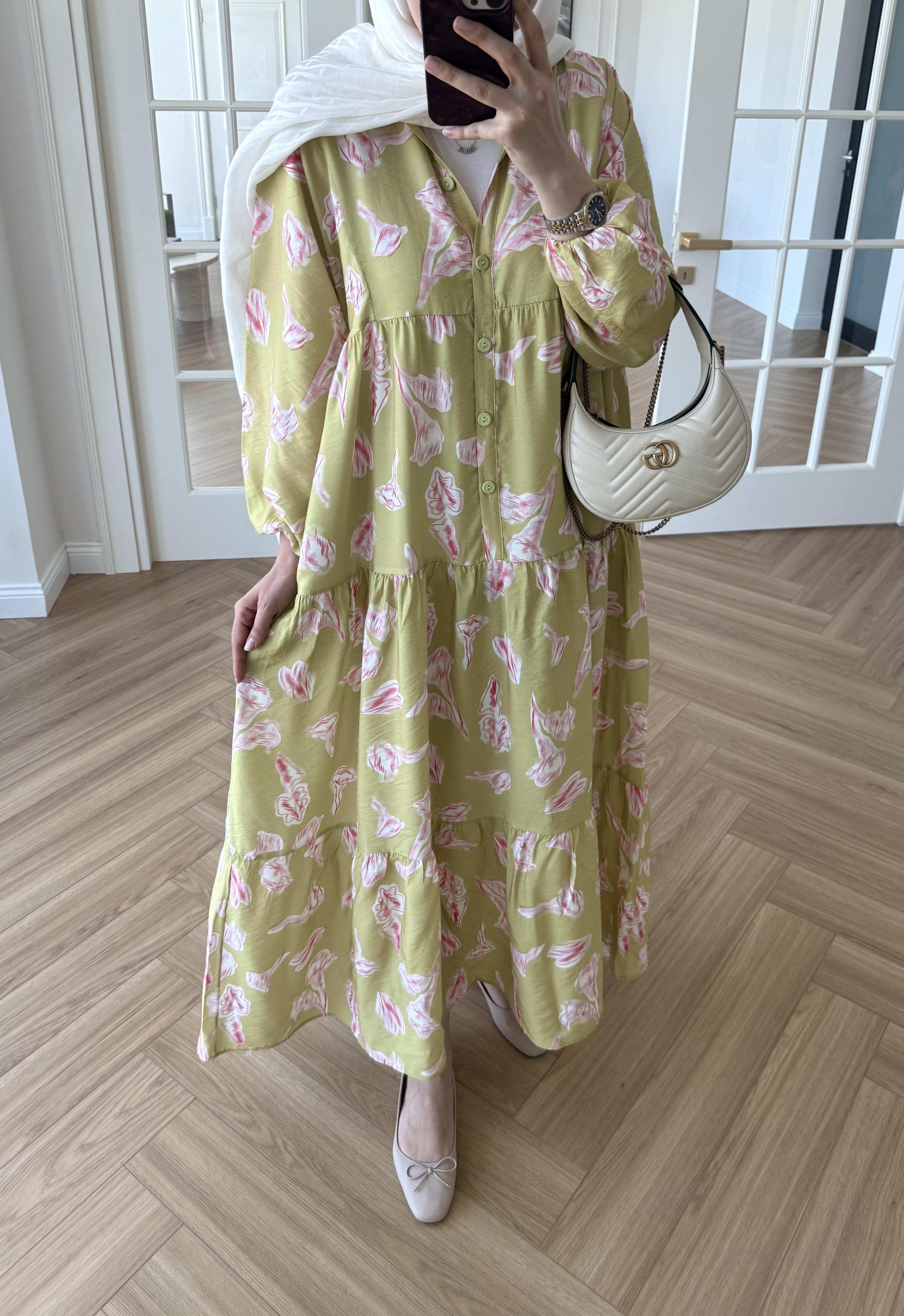 Mina Mango Elbise Lime