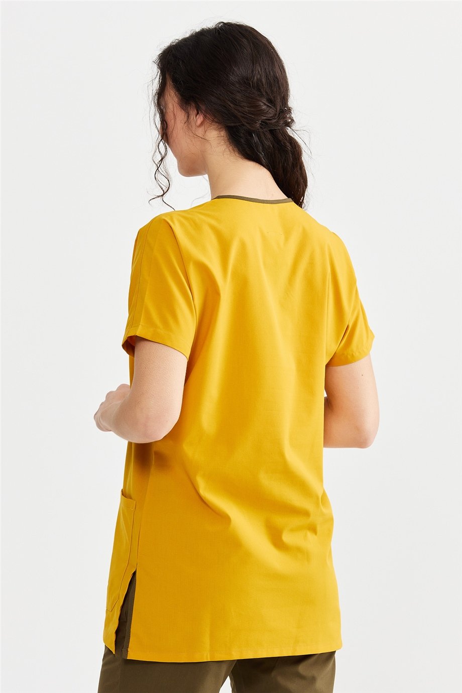 UltraLycra Harmony/Basic - Likralı Doktor Hemşire Forma Takımı (UNISEX), Safran/Haki