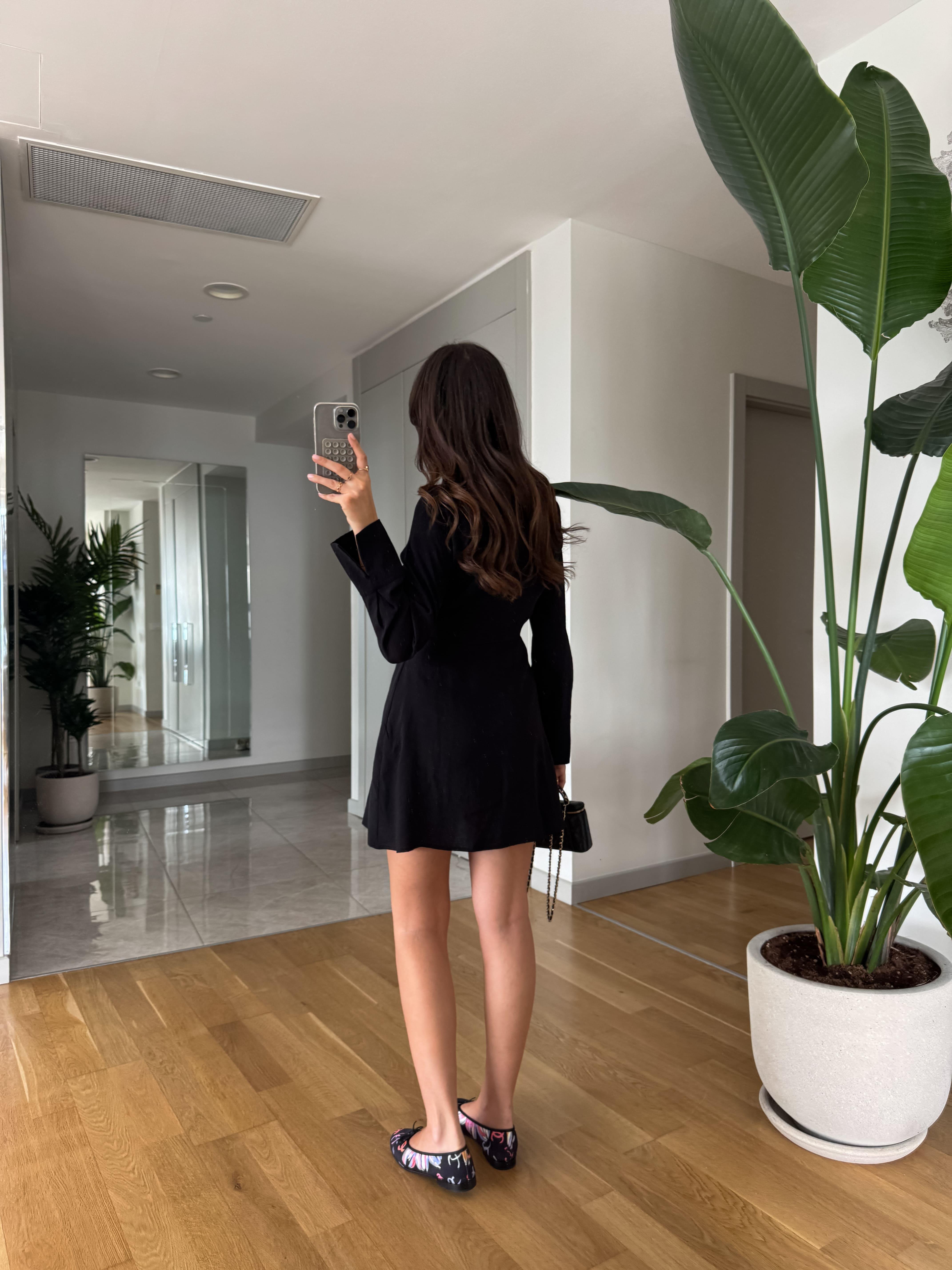 Zr Anvelop Bağlama Mini Elbise-Siyah | Butik Merve Aksoy