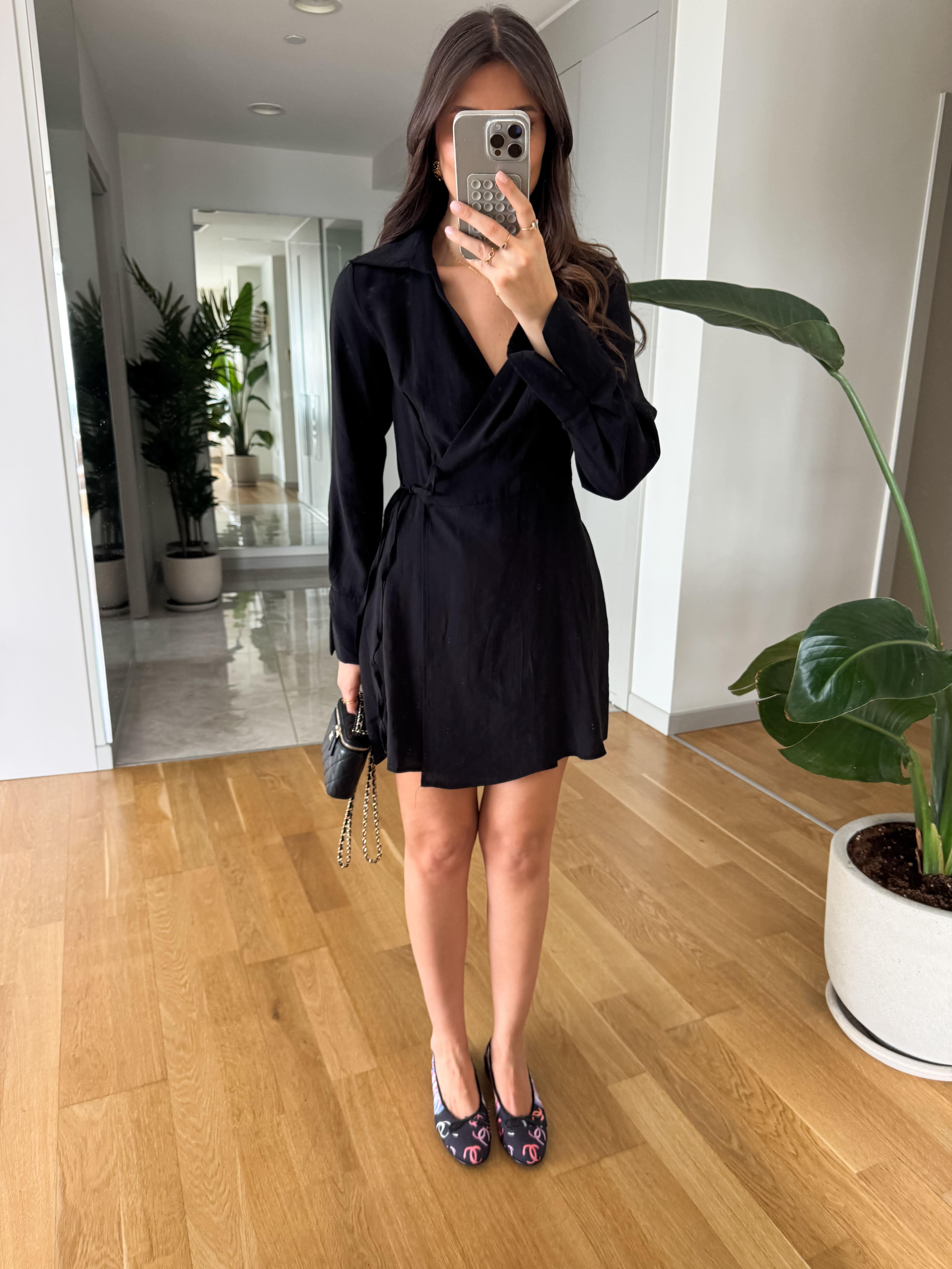 Zr Anvelop Bağlama Mini Elbise-Siyah | Butik Merve Aksoy