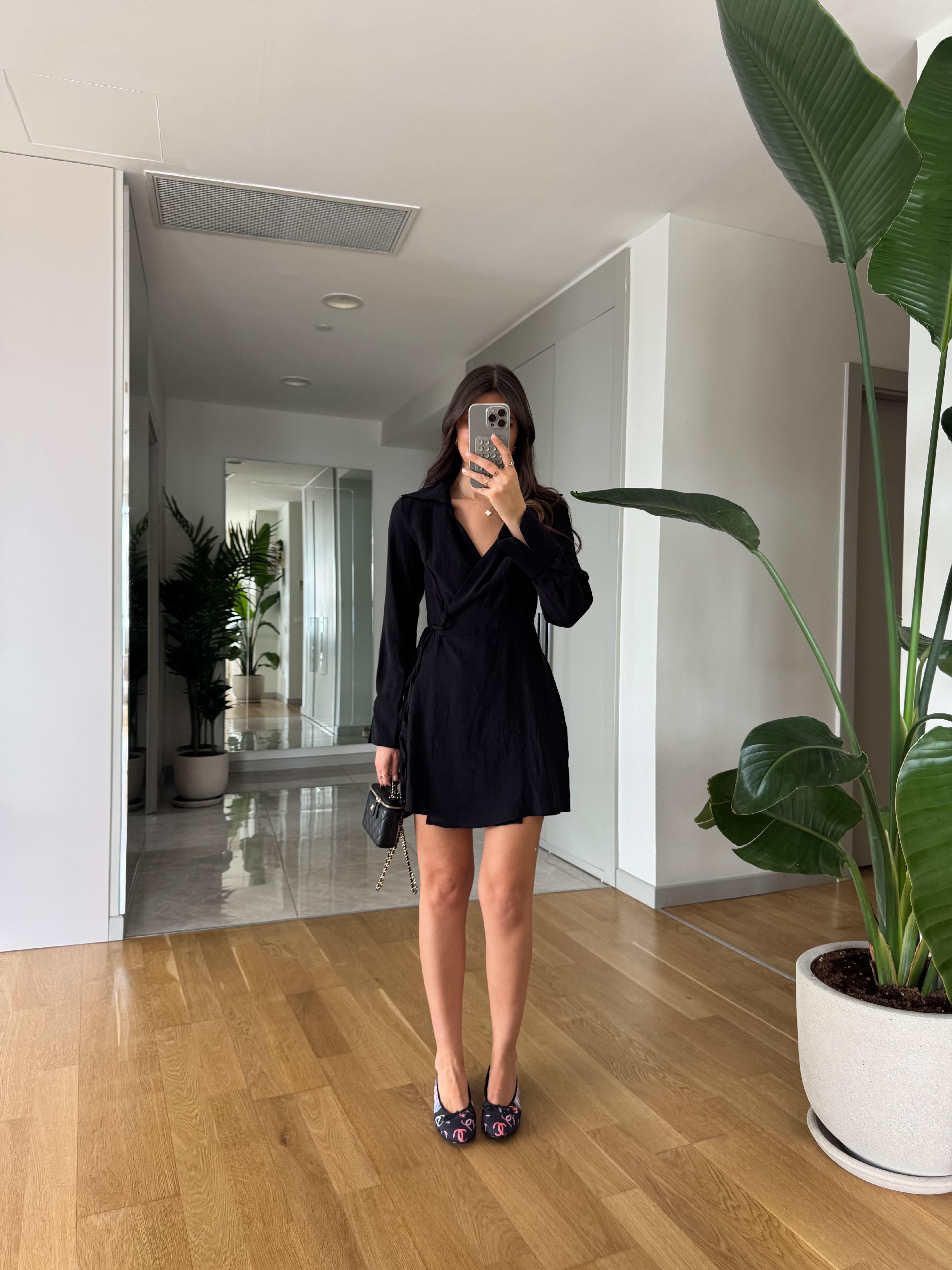 Zr Anvelop Bağlama Mini Elbise-Siyah | Butik Merve Aksoy