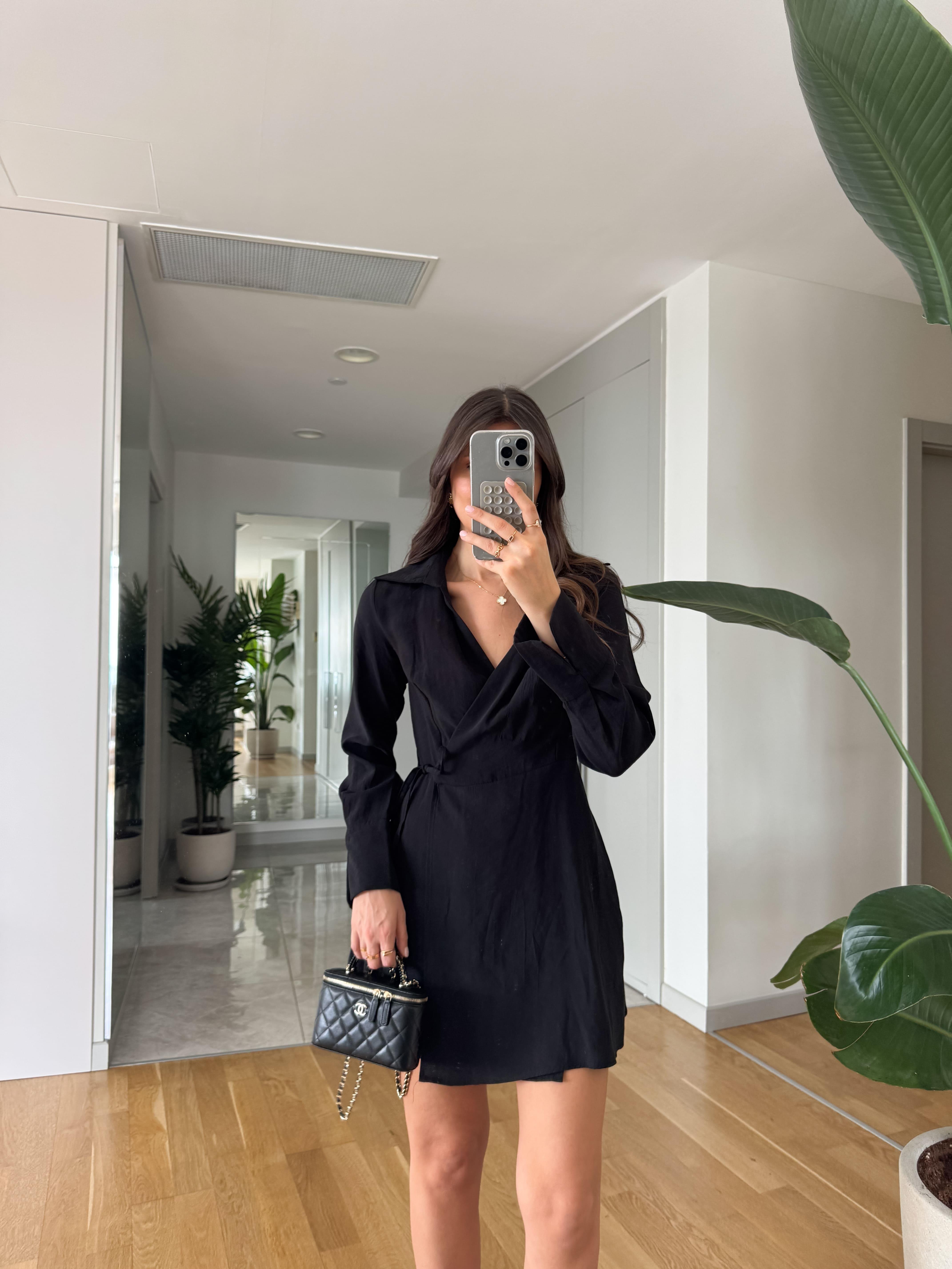 Zr Anvelop Bağlama Mini Elbise-Siyah | Butik Merve Aksoy