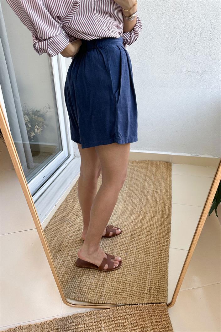 Vispy Keten Karışımlı Şort-İndigo